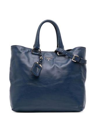 Prada sac à bandoulière Open Convertible Tote en cuir de veau (2000-2025) - Bleu