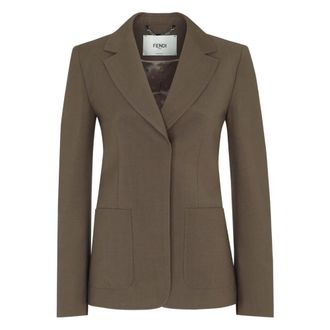 Fendi Gr&uuml;ne Jacke aus Wolle und Mohair mit breitem Revers - - Jackets - Damen - Gr&uuml;n - M