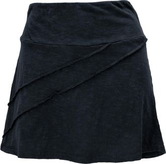 Guru Shop Bequemer Minirock mit Overlock - Schwarz, Damen, Baumwolle, Size:S