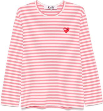 Comme Des Garçons Gestreiftes T-Shirt - Rosa