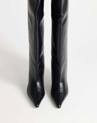 Topshop Tilly bottes cuissardes tr&egrave;s larges &agrave; talon chaton noires