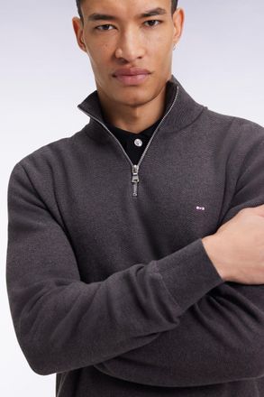 Eden Park Pull Col Camionneur En Coton Nid Dabeille Gris Fonc&eacute;