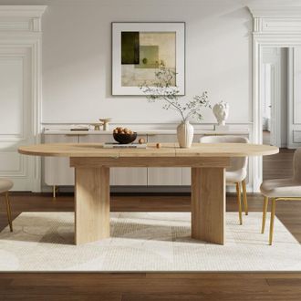 Liberte Table &agrave; manger extensible 140-180x90 cm, coins arrondis, plateau 18 mm, 4-8 pers,bois clair