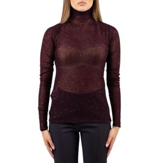 Pinko Rollkragenpullover aus Moosgarn - - Knitwear - Damen - Lila - M