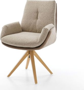DELIFE Drehstuhl Clea-Flex Materialmix Schlamm Holzgestell kantig Natur 180&deg; drehbar, Esszimmerst&uuml;hle
