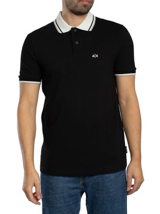 A|X Armani Exchange Schmal Geschnittenes Poloshirt Mit Kontrastkragen, Schwarz