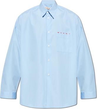 Marni Oversize Hemd mit Tasche - - Shirts - Herren - Blau - XL