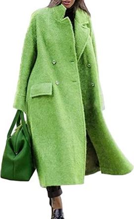 TOMWELL Femmes Hiver Veste Dessus &agrave; Manches Longues &agrave; Double Poitrine Revers De Trench-Coat Longues Parka Outercoat Vert M
