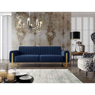 Furnix Polstersofa Fagiole iii Couch goldene Metallbeine EV70849 Dunkelblau - Furnix