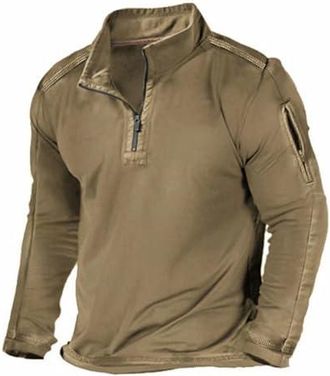 Generic Pull pour homme sans capuche Pull de transition avec fermeture &eacute;clair 1/4 T-shirt &agrave; manches longues Revers T-shirt dext&eacute;rieur d&eacute;contract&eacute; Pull col mon