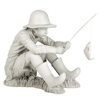 Design Toscano Fischermann Gartenstatue, Polyresin, zweifarbig stein, 43 cm