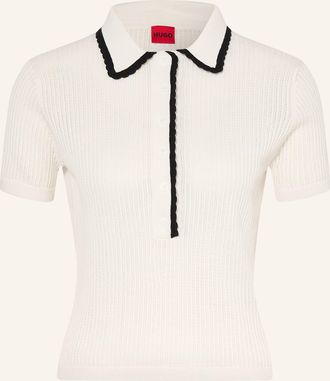 HUGO BOSS Hugo Strick-Poloshirt Slysa weiss
