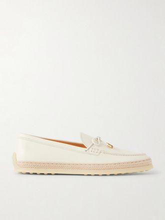 Tod's Mocassins En Cuir &Agrave; Finitions En Raphia Et &Agrave; Noeuds Gomma - Blanc cass&eacute;