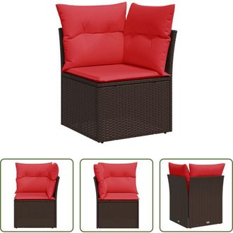 vidaXL Rattan - Garten-Ecksofa mit Kissen Braun Poly Rattan
