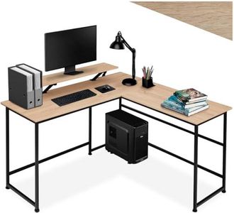 TecTake Bureau dangle 140 x 130 x 76,5 cm, Support &eacute;cran Coulissant, Table de Bureau Style Industriel Bureaux Ordinateur Meuble pc Meuble Ordinateur Table de 