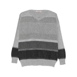 D.exterior Pull &agrave; rayures avec d&eacute;tails paillet&eacute;s - Femme - Pulls - Gris - Taille: 44 FR