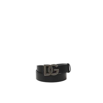Dolce & Gabbana Schwarzes Leder Cross Logo G&uuml;rtel - - Accessories - Herren - Schwarzk - 105 CM