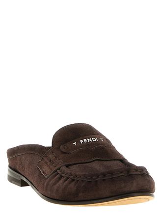 Fendi Womens Brown Calfskin Slip-On Loafers