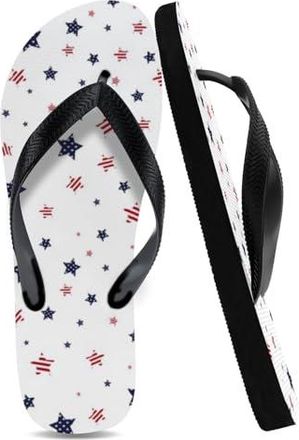 Generic Tongs unisexes pour femme, chaussons de piscine pour femmes, cadeaux pour femmes, jardin, piscine, filles, &Eacute;toiles drapeau rouge bleu, XX-Large