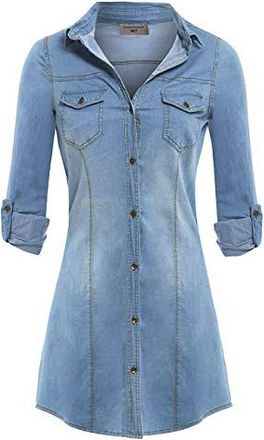 SS7 Femmes Neuf Jeans Extensible Robe Chemise Tailles 8-14 - Jean Bleu, EU 36
