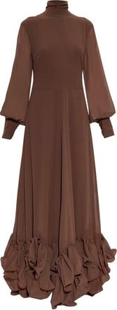 Rotate Kleid mit R&uuml;schen - - Dresses - Damen - Braun - S