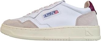 Autry Chaussures Sneakers unisexe Medalist en cuir et daim LS73 Blanc Framboise, Blanc, 40 EU