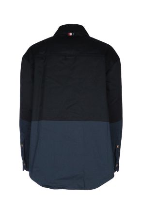 Thom Browne Mens Color-Block Cotton Jacket Navy