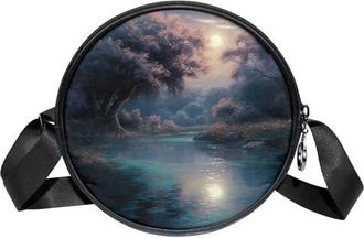 Generic Petit sac &agrave; bandouli&egrave;re Circle pour femme, petit sac &agrave; bandouli&egrave;re avec fermeture &eacute;clair, bretelles r&eacute;glables, sac &agrave; main rond d&eacute;contract&eacute; pour femmes