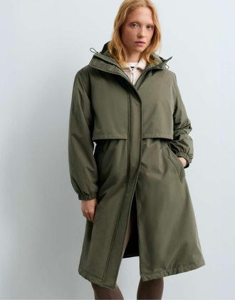 Oysho Fellex aerogel doudoune longue imperm&eacute;able en kaki-Vert