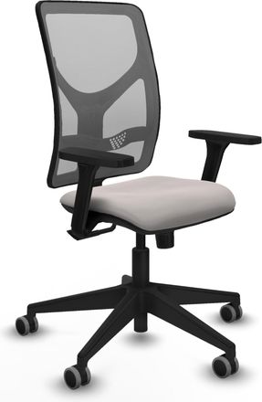 Piqueras y Crespo B&uuml;rostuhl, drehbar, ohne Rollen, mit 3D-Armlehnen, h&ouml;henverstellbare Lendenwirbelst&uuml;tze, ausgestattet mit 3 Positionen und Schneideschaum, Grau/Wei&szlig;