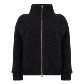 Herno Strickjacke mit Rei&szlig;verschluss - - Knitwear - Damen - Schwarzk - M