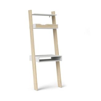 Dmora Dekorativer Schreibtisch, Farbe Wei&szlig; und Eiche, 65 x 180 x 48 cm