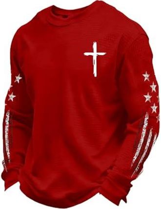 Generic Sweat-shirt gaufr&eacute; pour homme Cristina Cross Graphic Tops &agrave; manches longues tendance col rond pull ample confortable chemise respirante pour homme v&ecirc;t