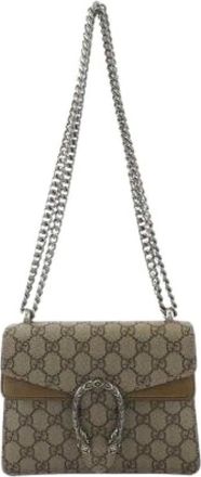 Gucci Sac bandouli&egrave;re pr&eacute;-propri&eacute;t&eacute; en toile GG Supreme Dionysus et daim - Femme - Pre-owned - Beige - Taille: ONE Size