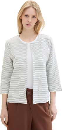Tom Tailor Damen Regular Fit Blazer Jacke mit Streifen-Struktur, 34869 - Offwhite Green Stripe Ck, XXL