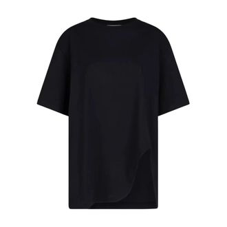 The Attico Schwarzes Baumwoll-T-Shirt mit V-Schlitz - - Tops - Damen - Schwarzk - S