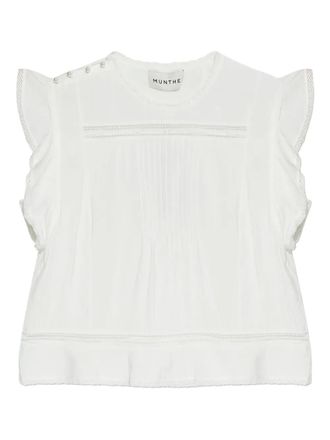 Munthe blouse volantée à manches courtes - Blanc