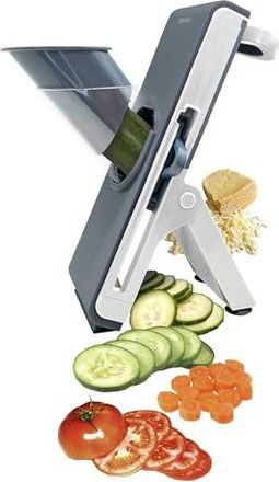 Nerthus Kitchenware fih 1484 Vertikale Multifunktionsreibe, 3 austauschbare Klingen, klappbarer Boden mit rutschfesten Saugnäpfen, ideal für Gemüse, Käse und mehr