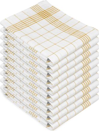 Normani 10 Geschirrt&uuml;cher aus Baumwolle oder Halbleinen 55 x 75 cm Gelb-Kariert 55 x 75 cm