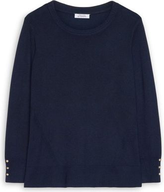 Fiorella Rubino Femme, Pulls, Bleu, Taille: 44 FR Pull ras du cou avec boutons aux poignets