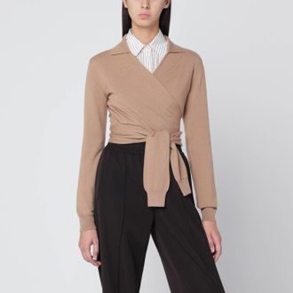 Dolce & Gabbana Beiger Wickel-Cardigan aus Kaschmir
