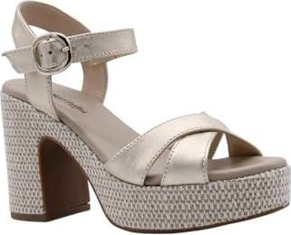 Nero Giardini E513631D Sandales Femme en Cuir - Platine 38 EU