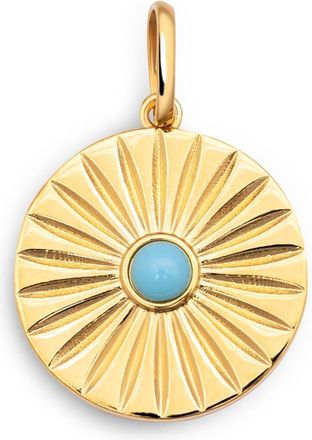 Singularu Solei Türkis Charm - Messing mit 18 kt Goldbeschichtung - Details aus Natursteinen - Henkelverschluss - Damenschmuck, Mediano, Gelbgold, Kein Edelstei