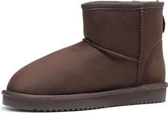 Dream Pairs Bottes de Neige pour Femmes avec Doublure en Fausse Fourrure Confortable et Antidérapantes Botte à Enfiler Hiver FuzzyClassic I Low Boot,Size 36.5,Bru