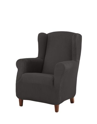 Estoralis | Berta Ohrensesselbezug im modernen Design | Elastischer Jacquardstoff | Anthrazit | F&uuml;r Ohrensessel von 70 bis 110 cm. | Sesselschutz | Anpassbar an