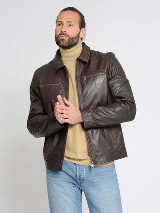 Mustang Lederjacke MUSTANG 31021630, Herren, Gr. 4XL, braun (schwarz braun), Obermaterial: 100% Lammleder / Innenfutter: 100% Baumwolle / &Auml;rmelfutter: 100% Po