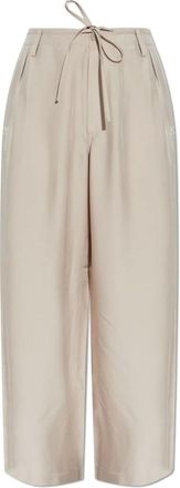 Yohji Yamamoto Femme, Pantalons, Beige, Taille: 42 FR Drawstring Pantalons