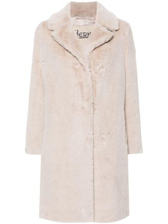 Herno Einreihiger Mantel aus Faux Fur - Nude