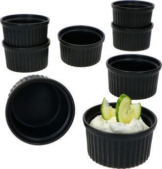 MamboCat 8er Set Muffin-Förmchen Nero 180 ml I Steingut I Ø 9,3 cm I Schwarz I 8 Personen I Backform I Mini-Schälchen I für Crème Brûlée, Soufflé, Cupcakes, Ti