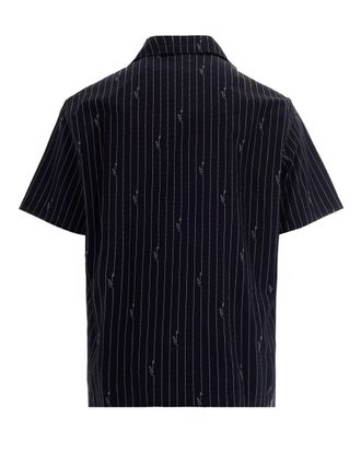 Lacoste Mens Shirt Twill Black-White Cotton Black/white